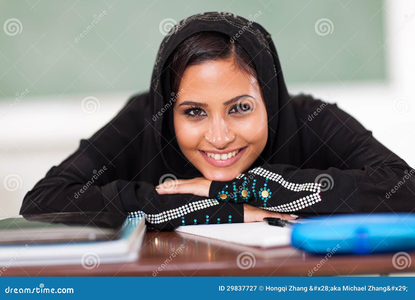 Muslim female student stock image. Image of happy, book - 29837727