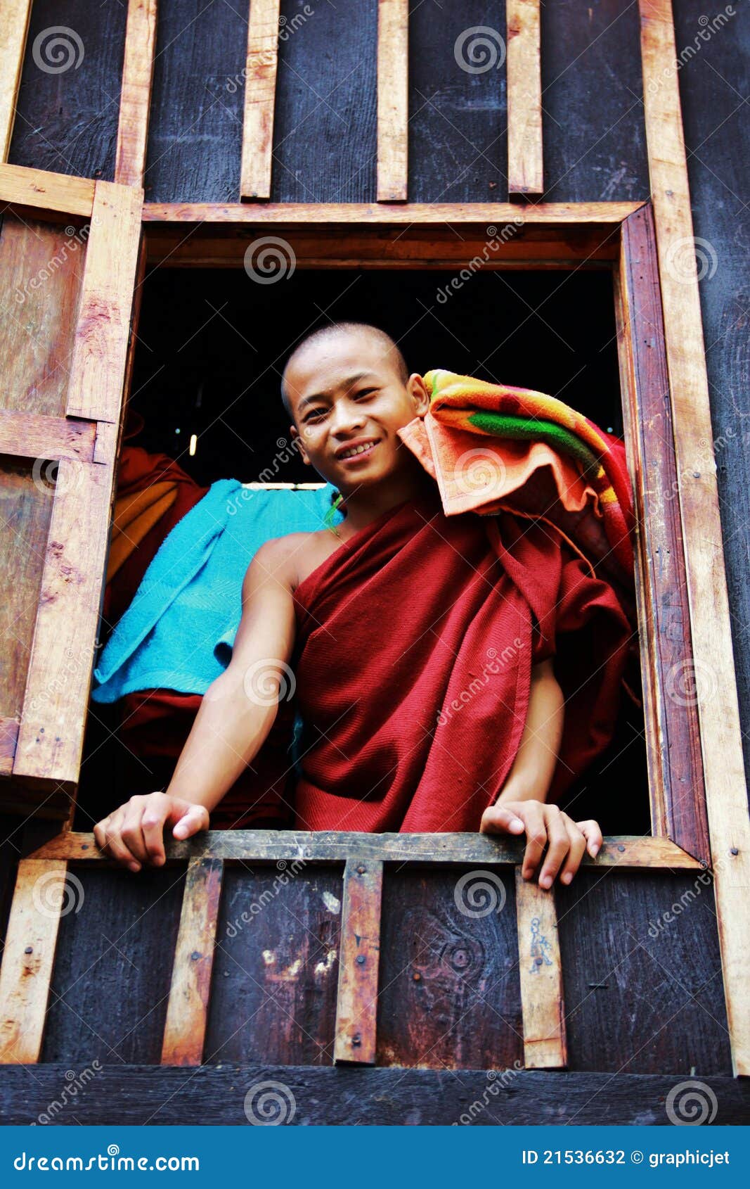 Smiling Myanmar young monk editorial photography. Image of myanmar ...