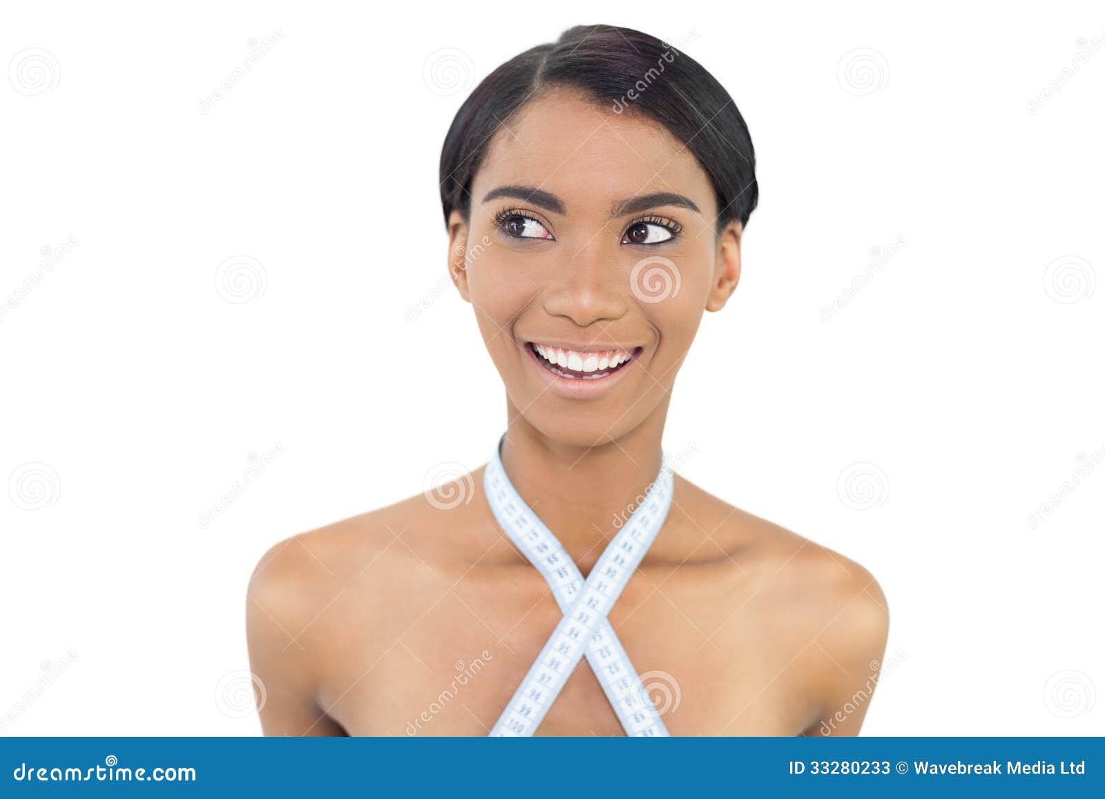 Smiling Natural Model with Measuring Tape Around Her Neck Stock Image ...