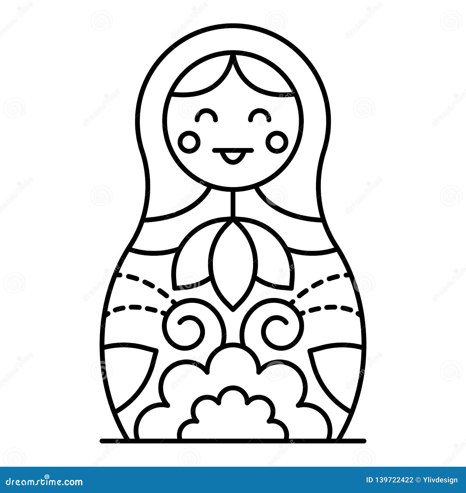 Smiling Nesting Doll Icon, Outline Style Stock Vector - Illustration of ...