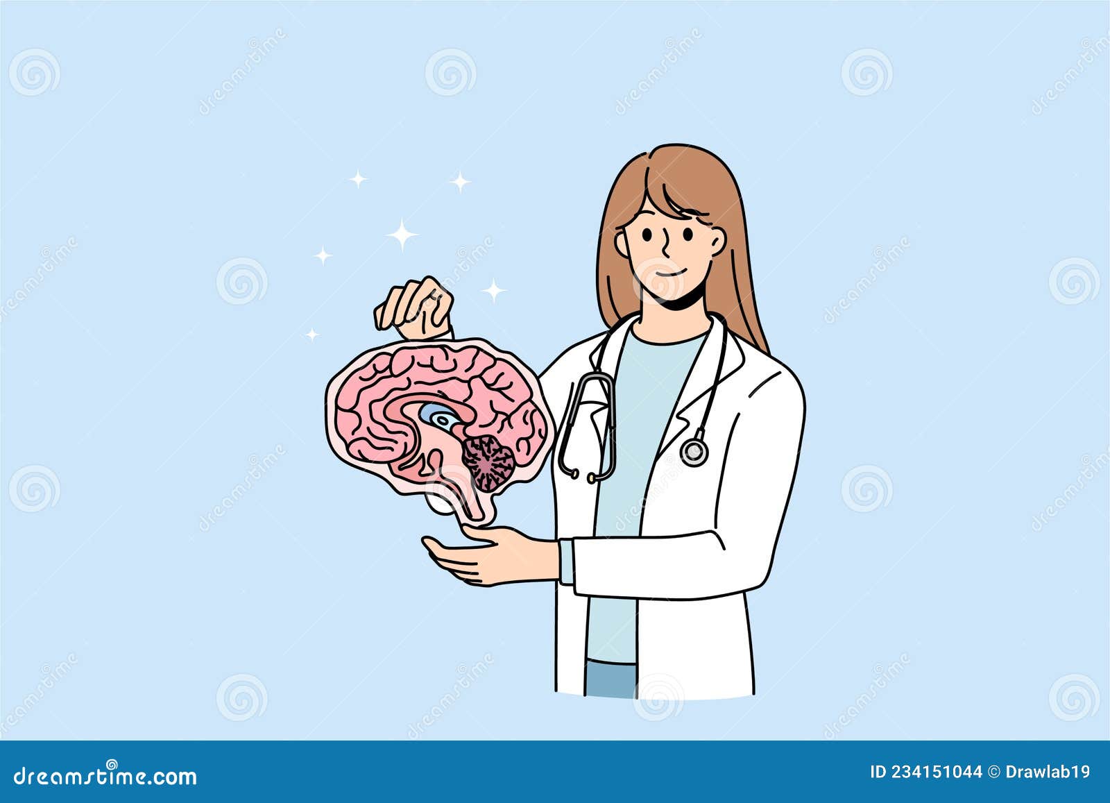 Smiling Neuroscientist Hold Human Brain Do Investigation Stock ...