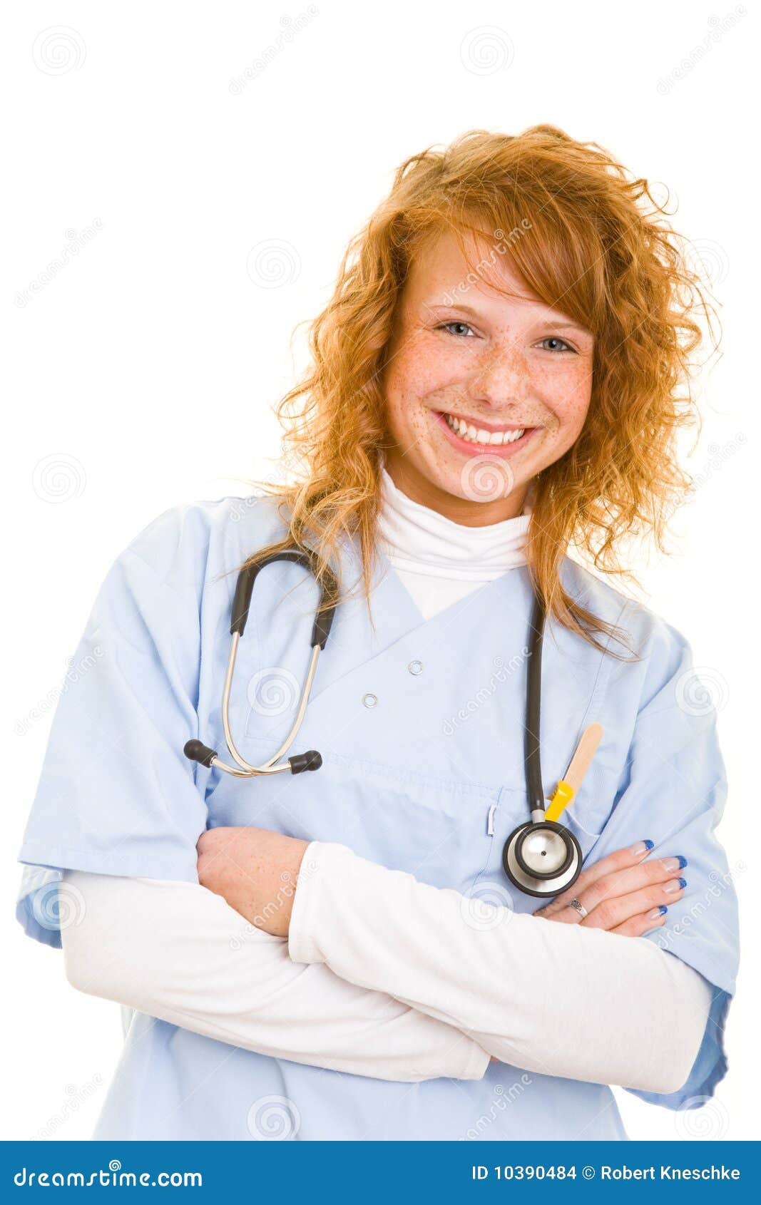 Smiling nurse stock photo. Image of person, long, front - 10390484