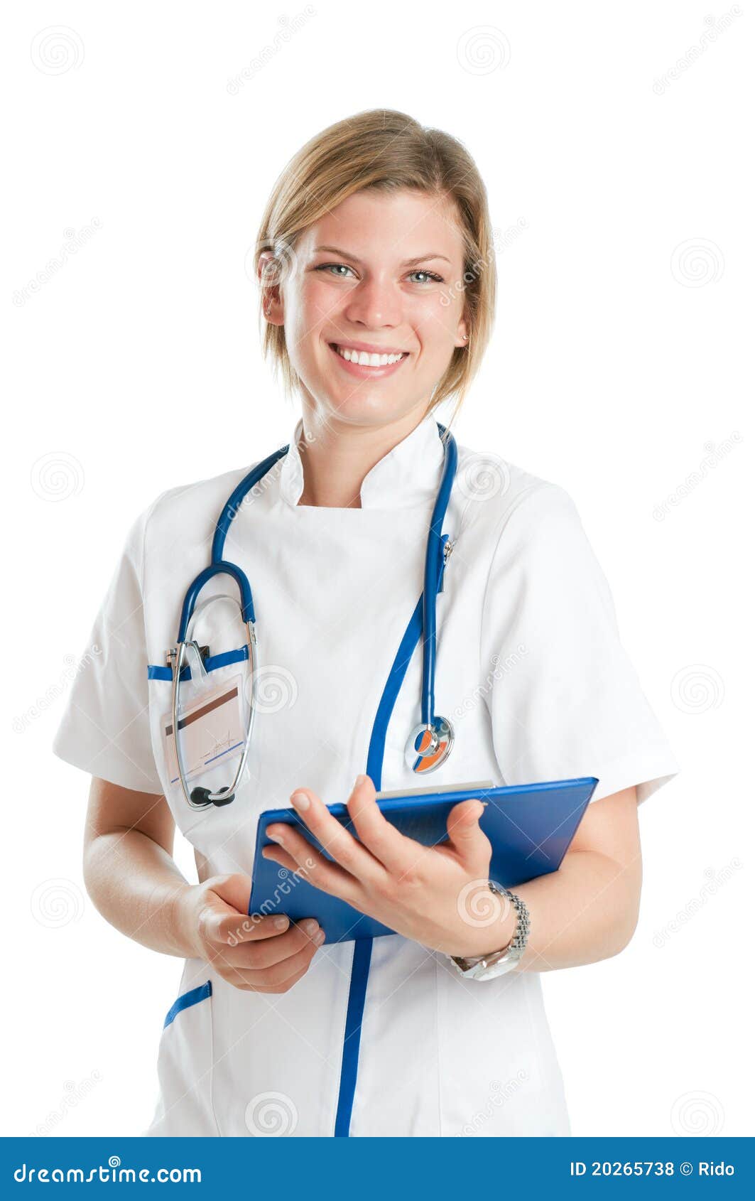 Smiling nurse stock photo. Image of notes, clipboard - 20265738