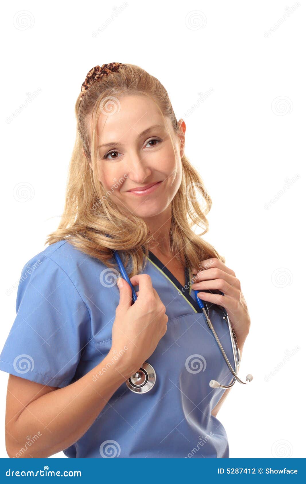 Smiling Nurse stock photo. Image of blue, stethoscope - 5287412