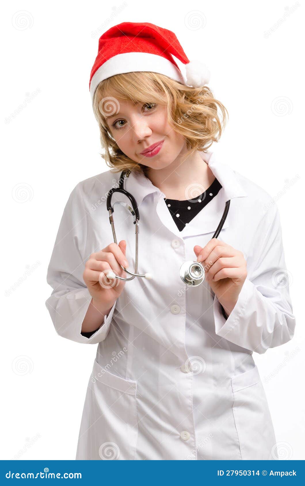 Smiling Nurse or Doctor in a Santa Stock Photo - Image of doctor ...