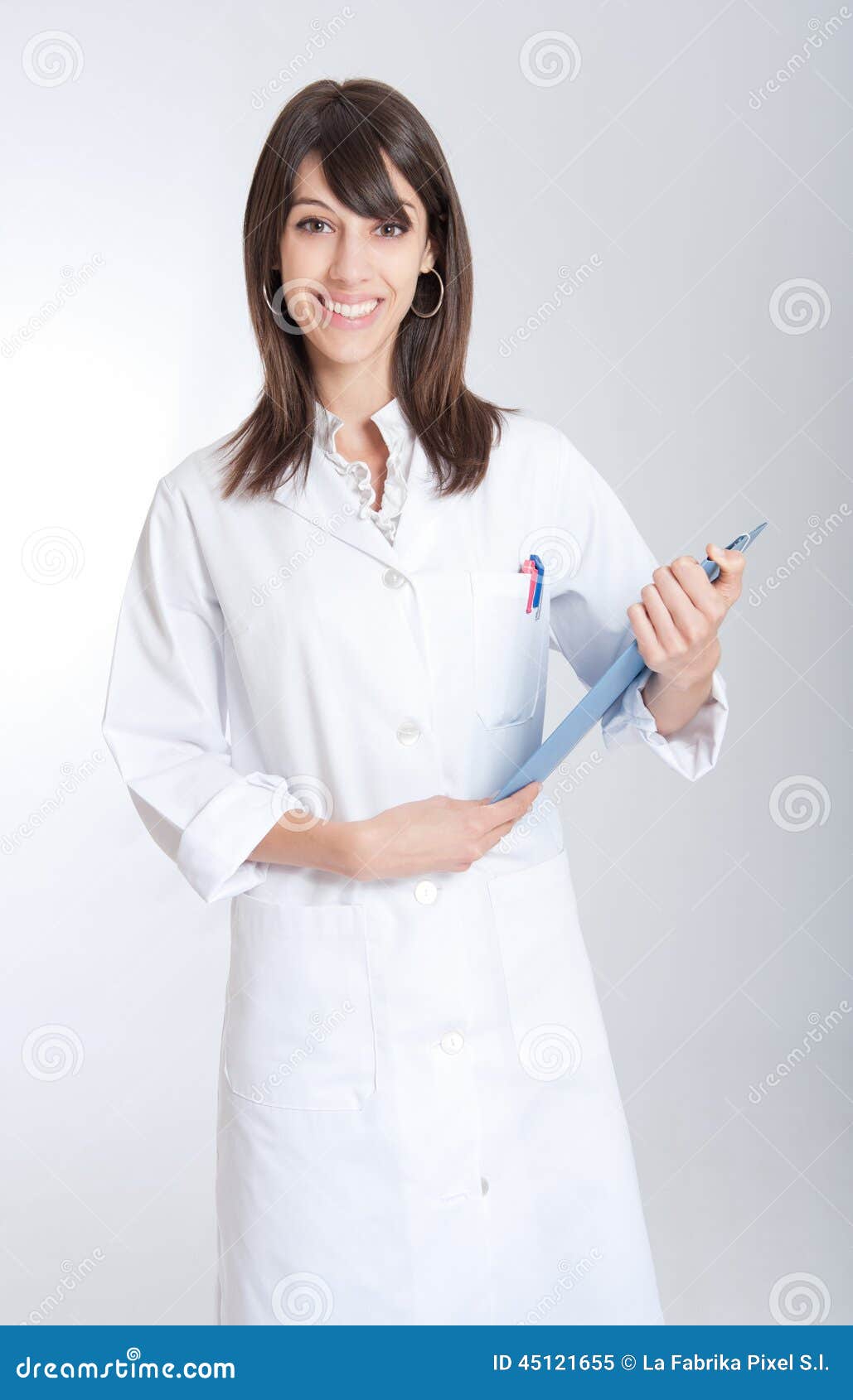 Smiling nurse with folder stock image. Image of female - 45121655