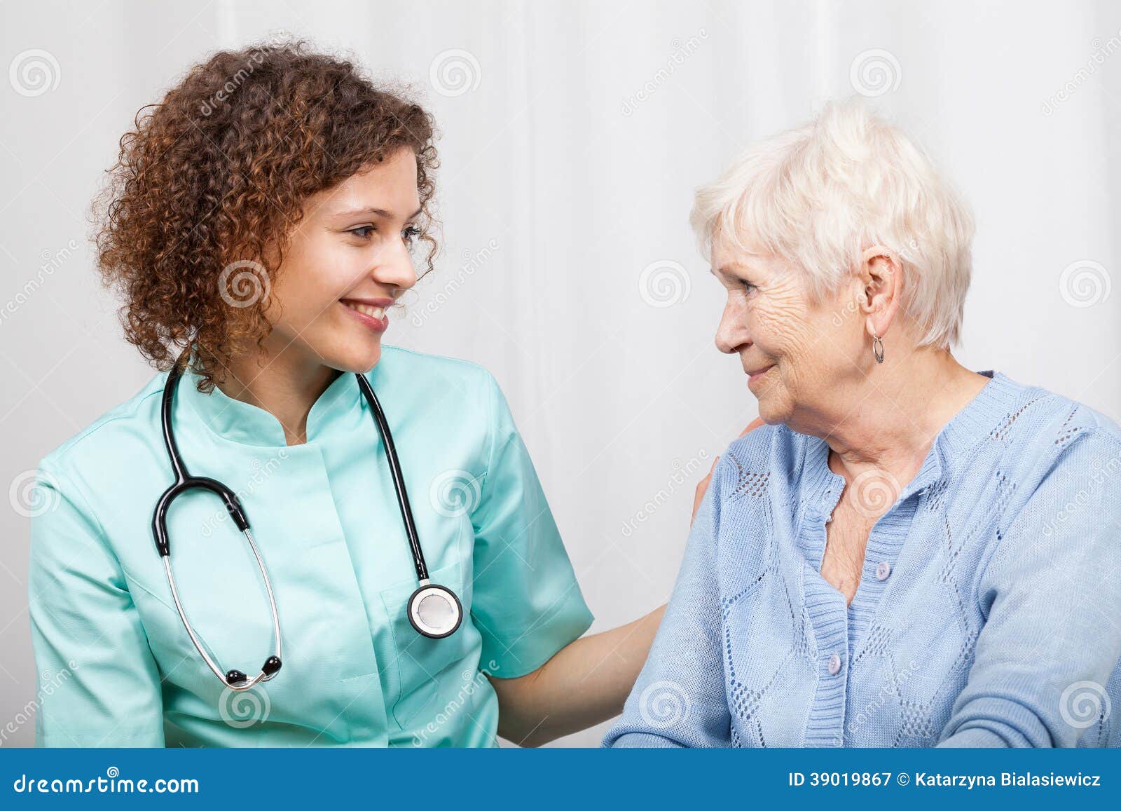 Smiling Nurse and Happy Elderly Lady Stock Image - Image of nurse ...