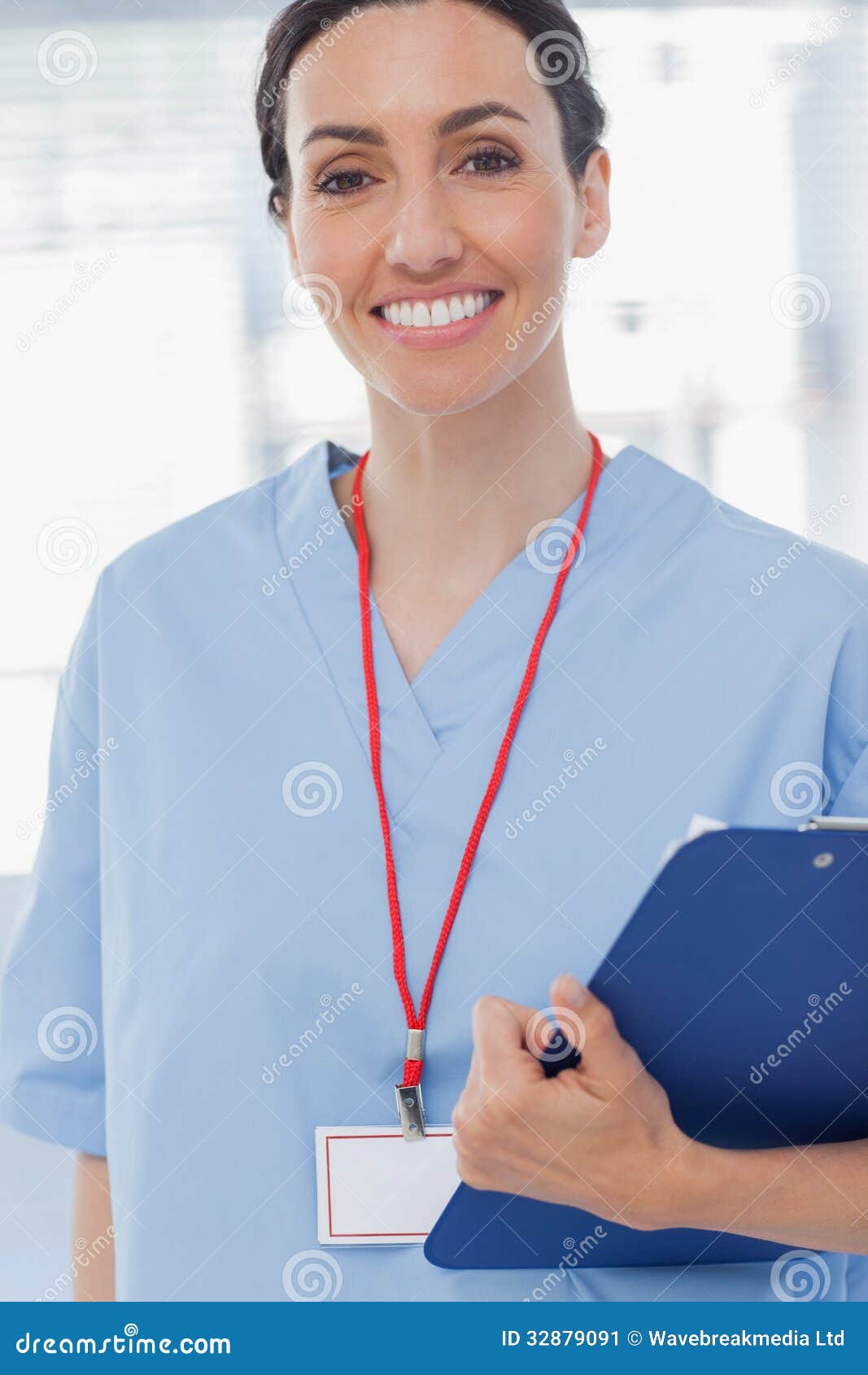 Smiling Nurse Holding Files and Looking at Camera Stock Image - Image ...