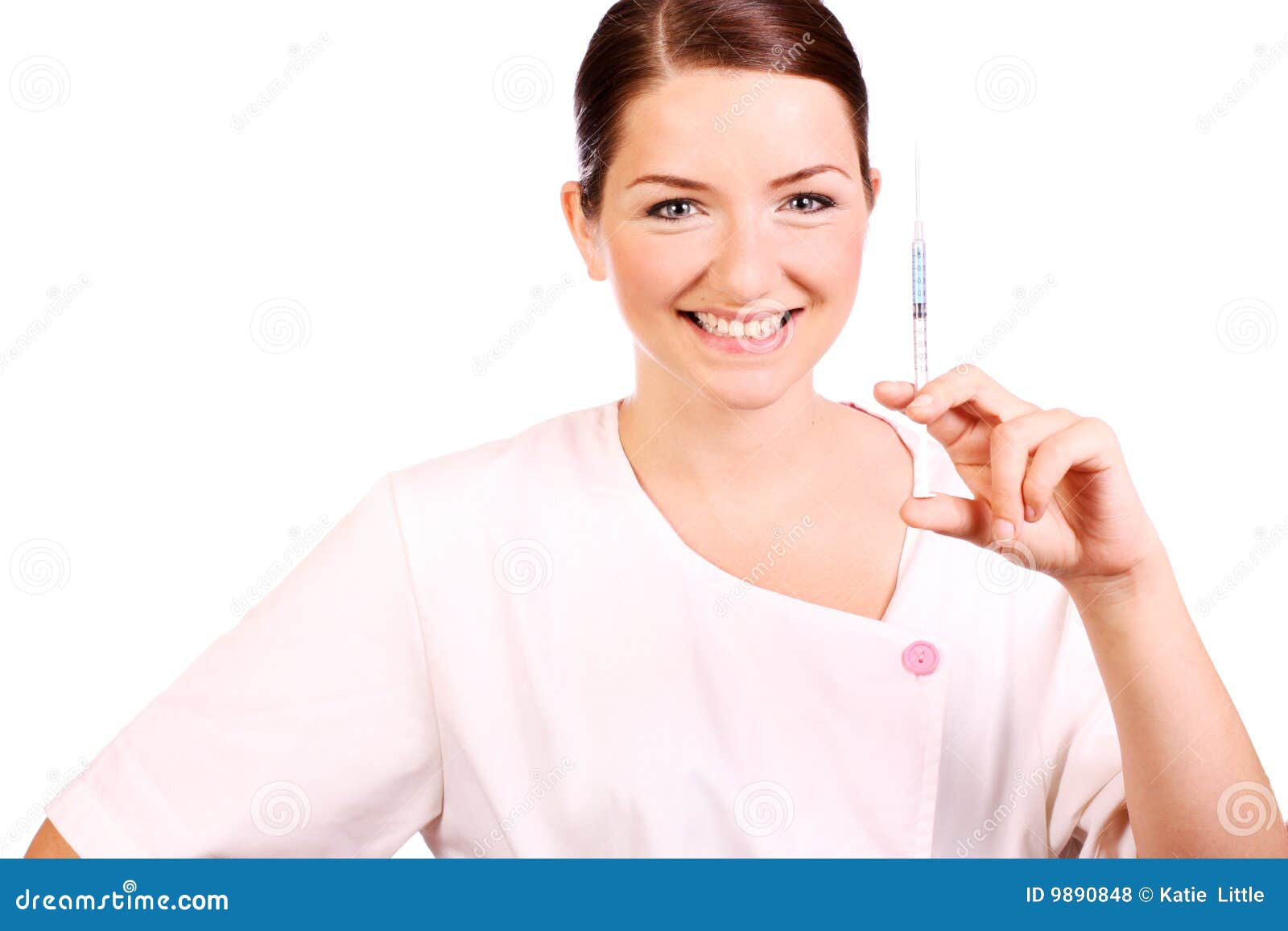 Smiling Nurse Holding Syringe Stock Photo - Image of beautiful ...