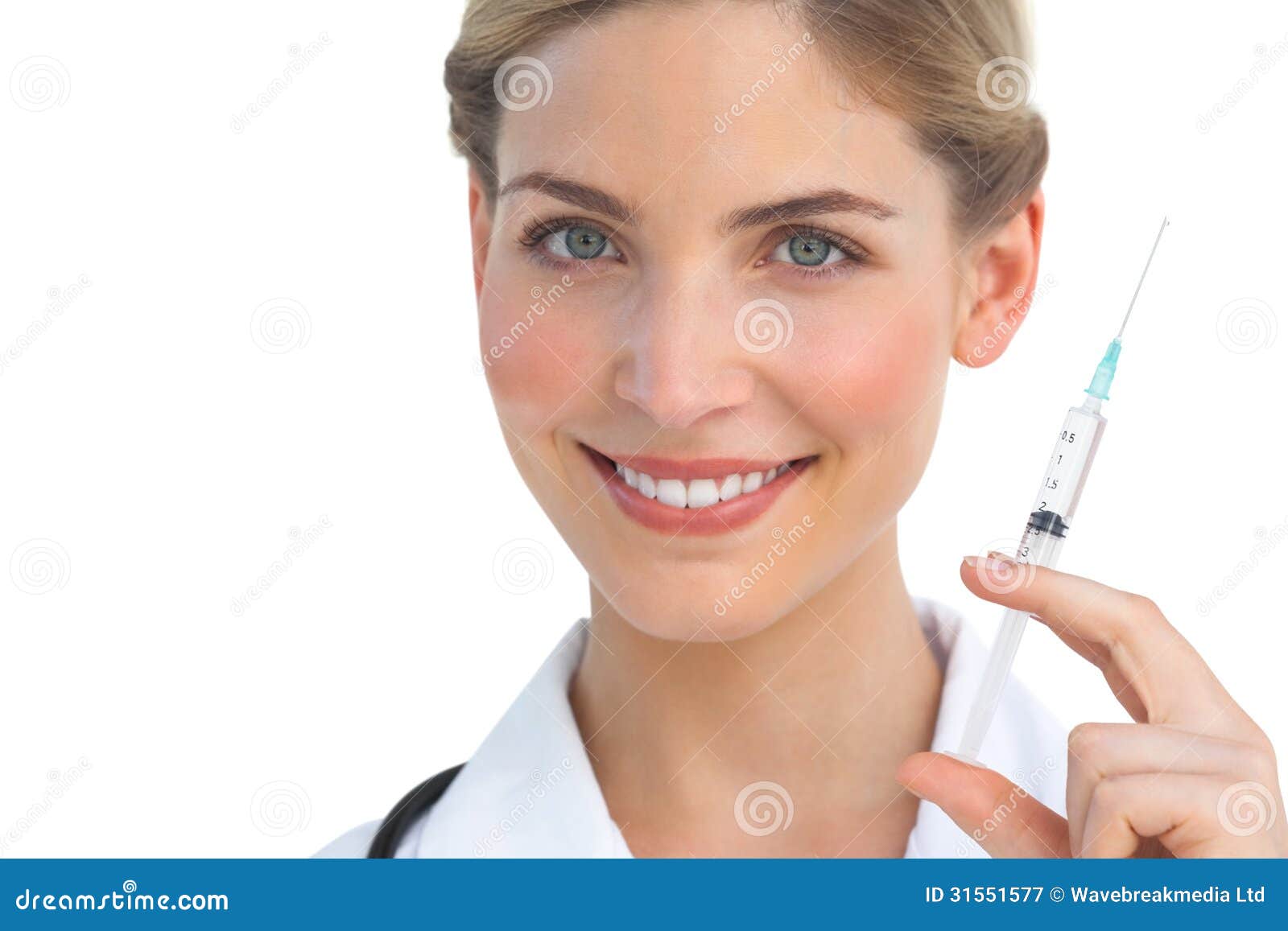 Smiling Nurse Holding Syringe Stock Image - Image of profession, adult ...