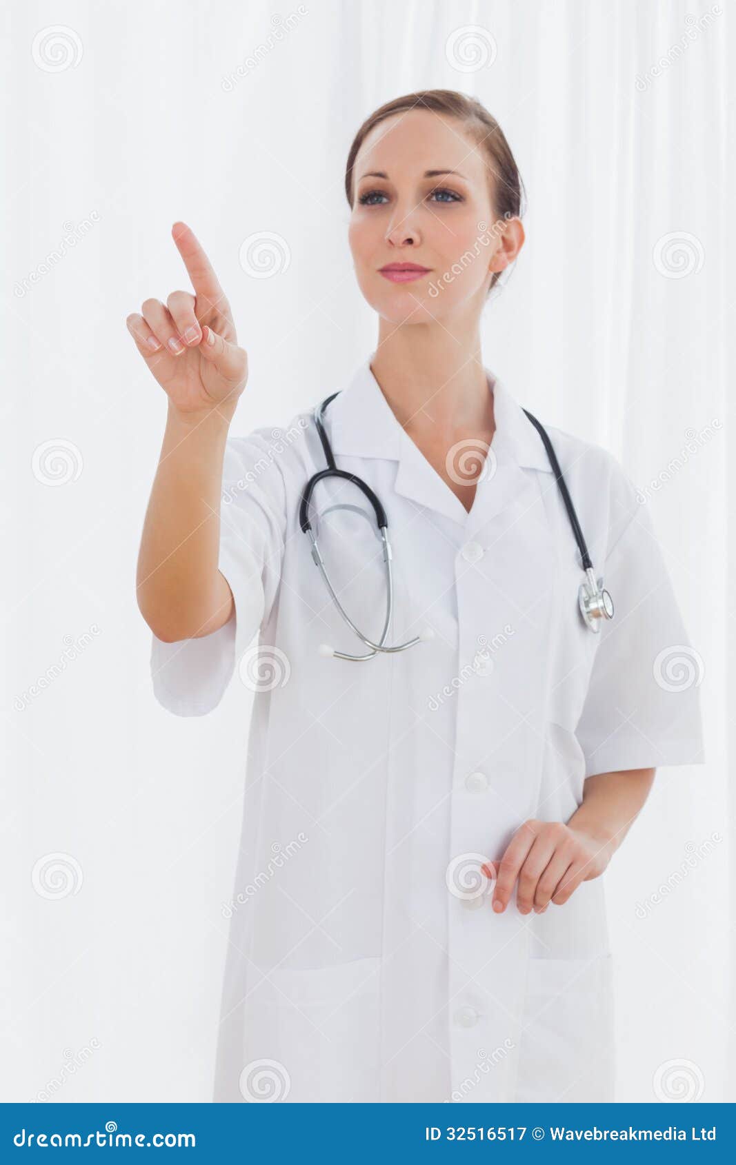 Smiling Nurse Pointing at Something Stock Image - Image of office ...