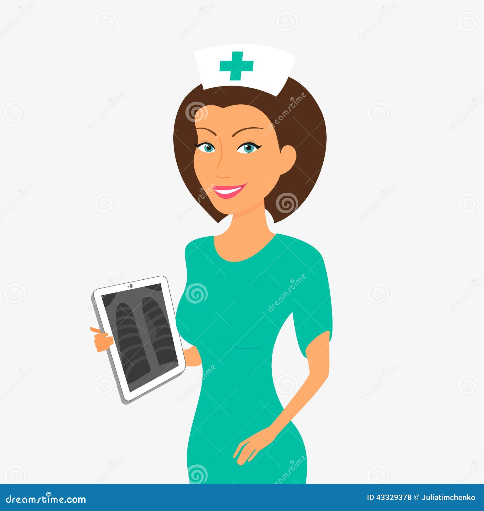 Smiling Nurse with Tablet Pc Stock Vector - Illustration of healthcare ...