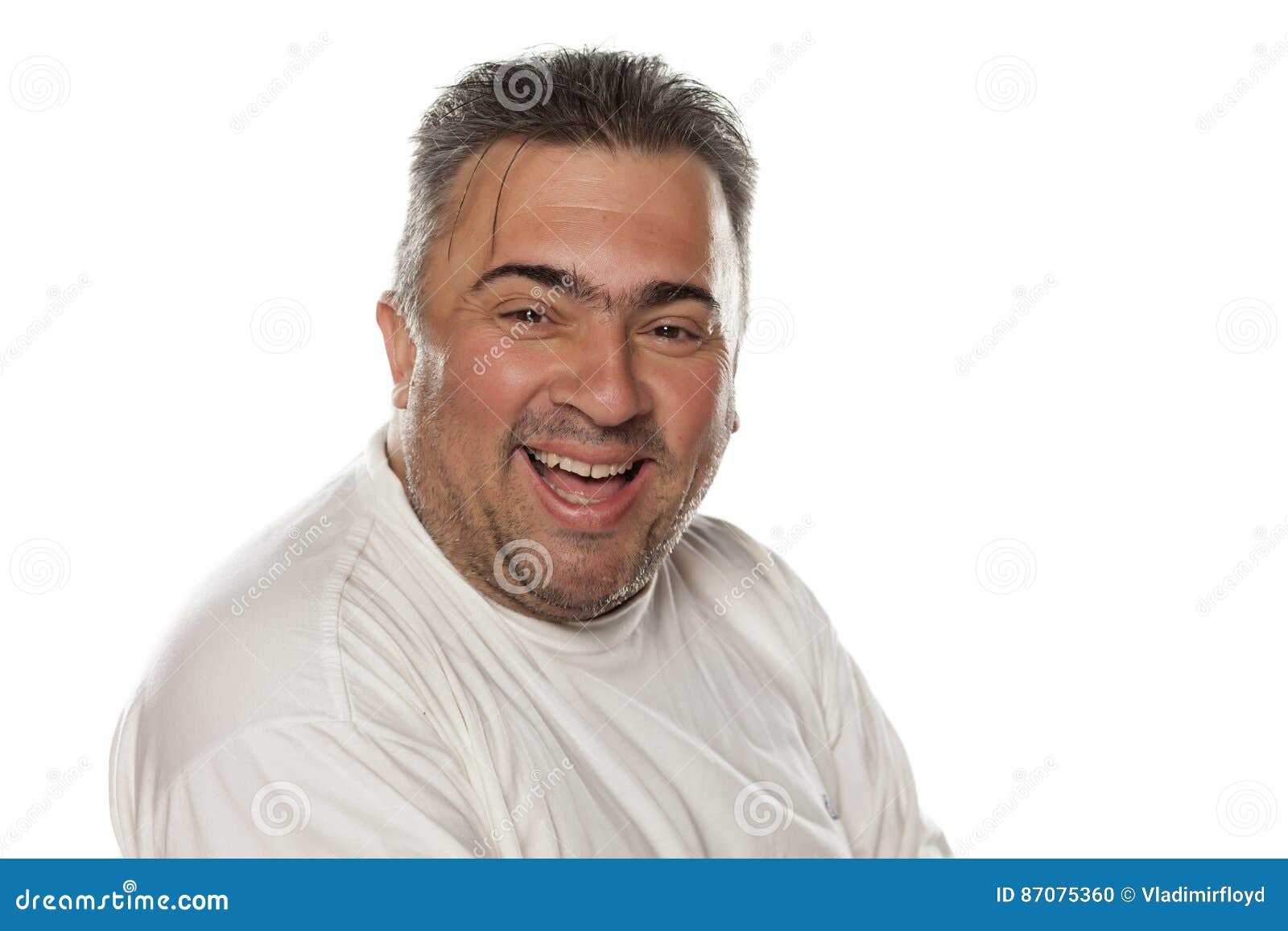 Smiling obese man stock photo. Image of caucasian, male - 87075360
