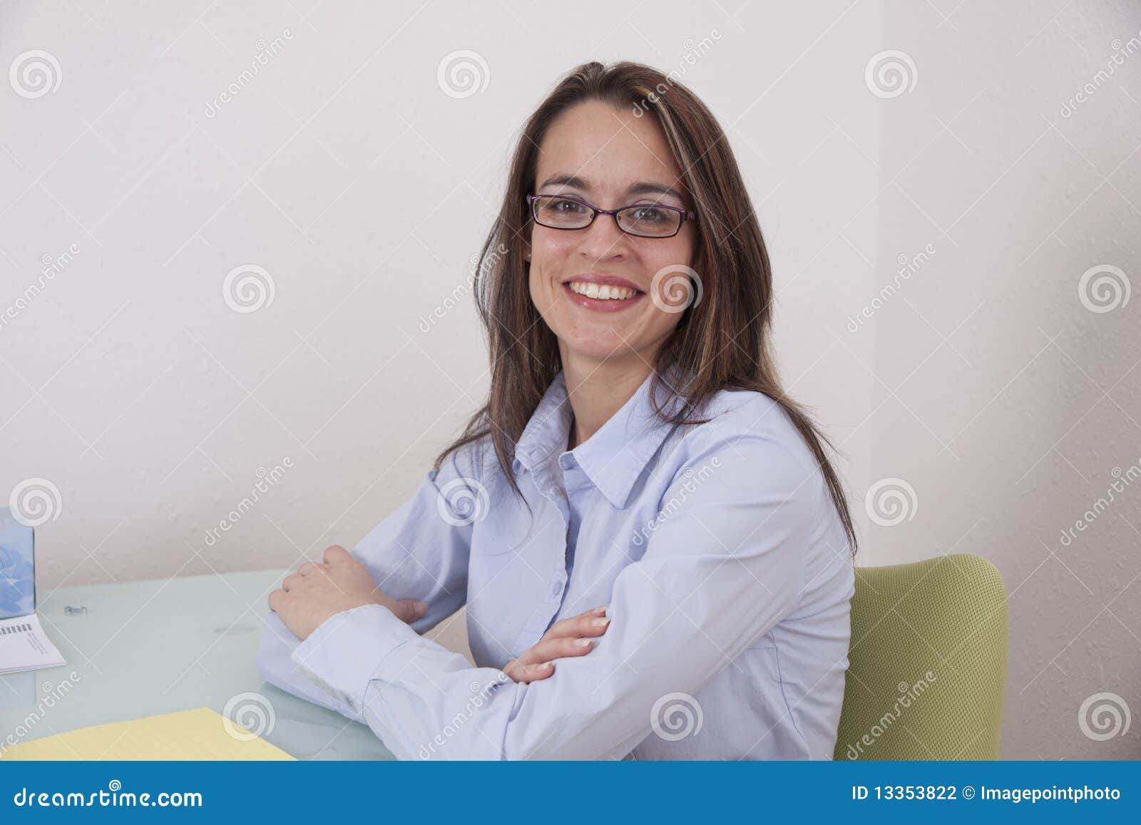 Smiling office worker stock photo. Image of pretty, young - 13353822