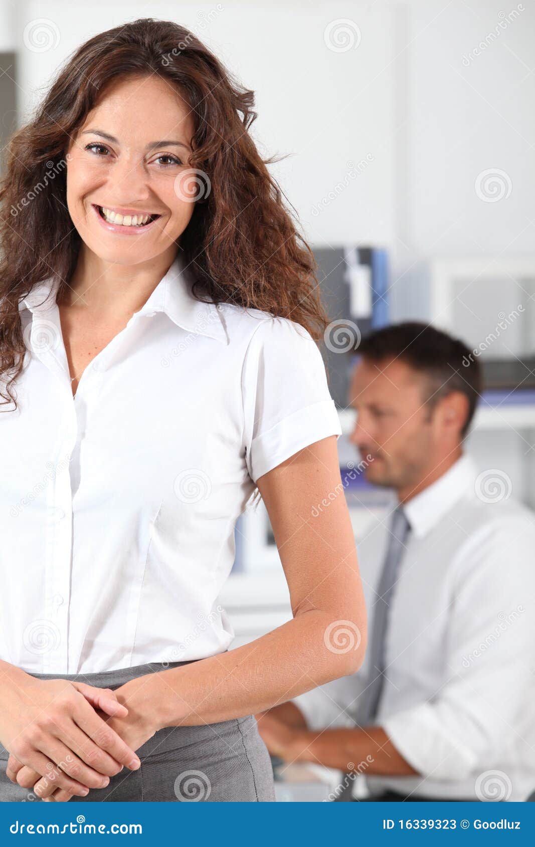 Smiling office worker stock image. Image of office, manager - 16339323