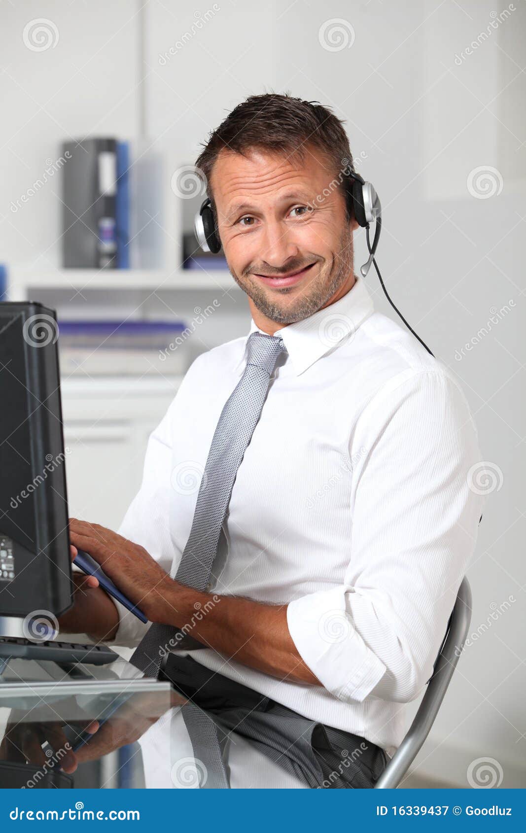 Smiling office worker stock image. Image of closeup, manager - 16339437