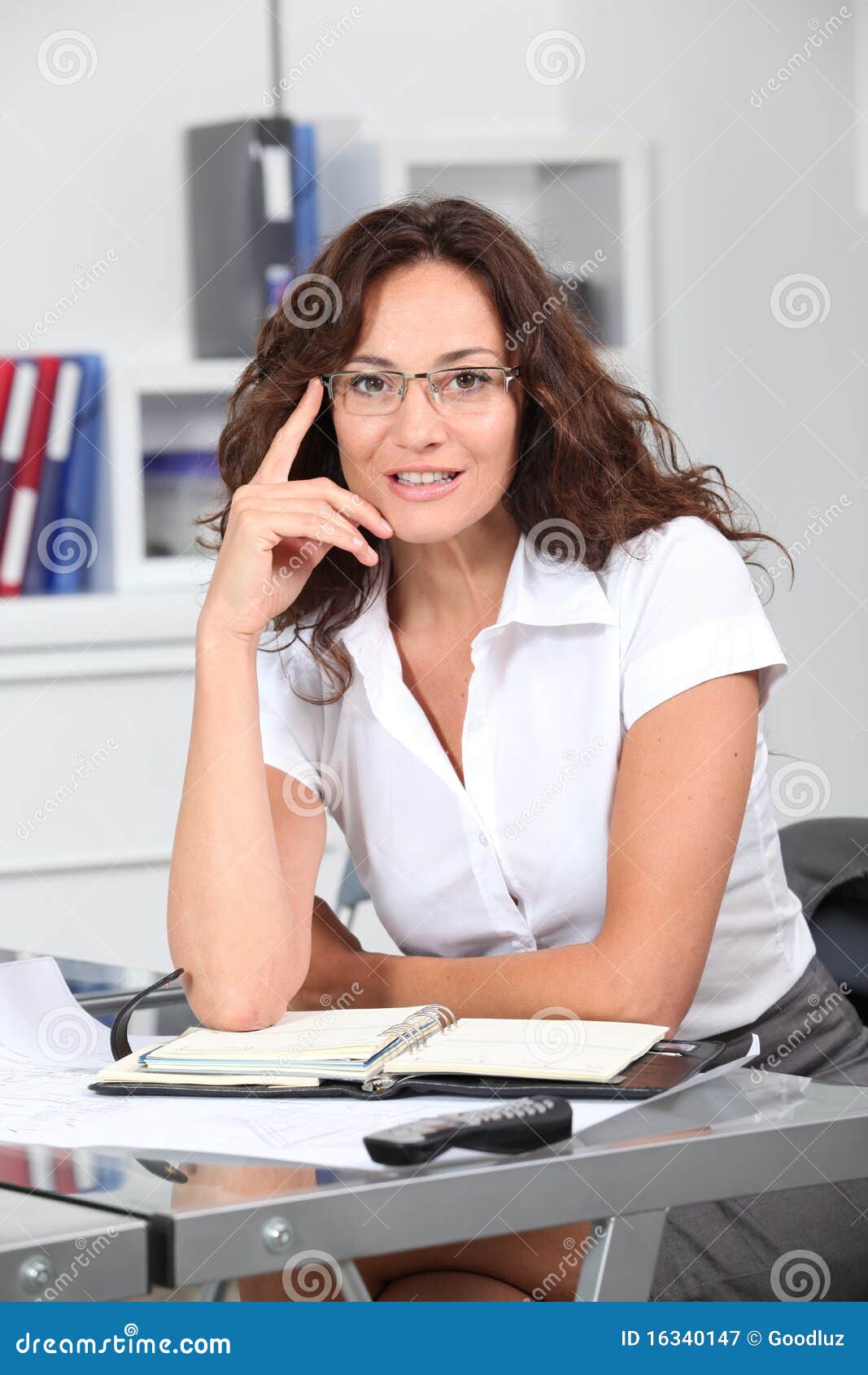 Smiling office worker stock image. Image of caucasian - 16340147
