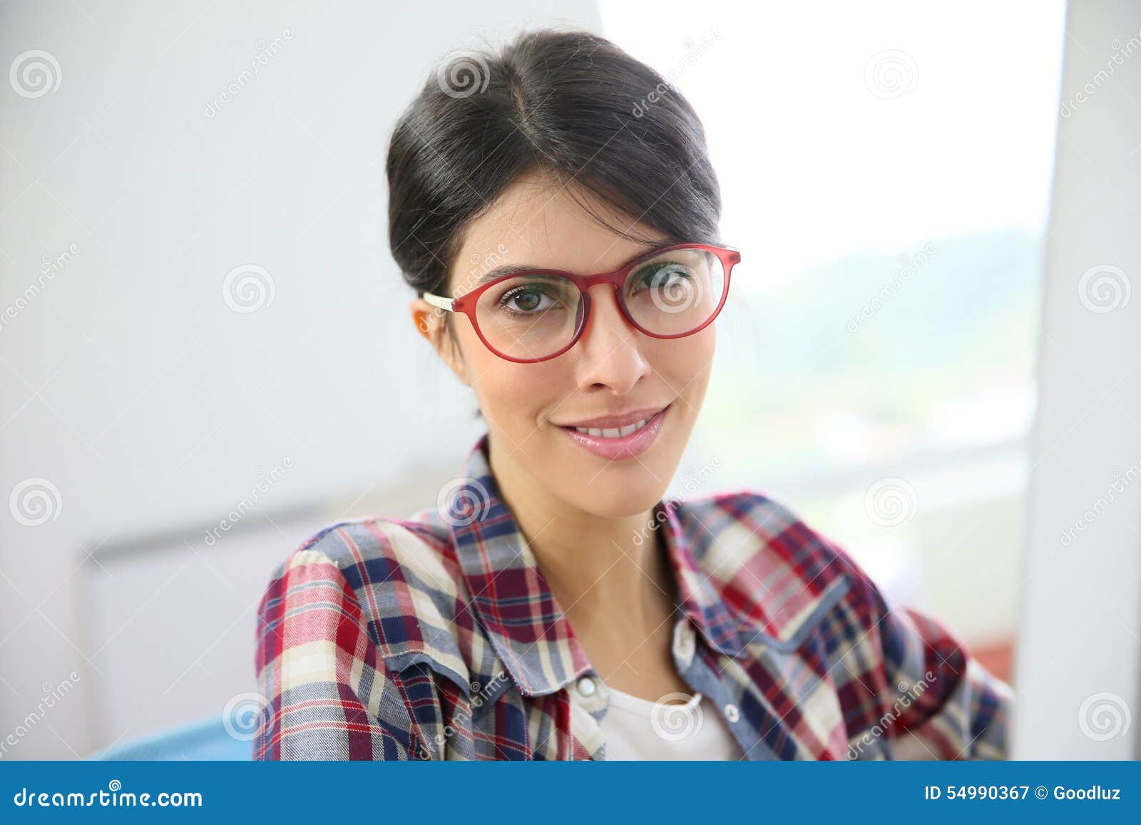 Smiling Office Worker on Desktop Computer Stock Image - Image of person ...