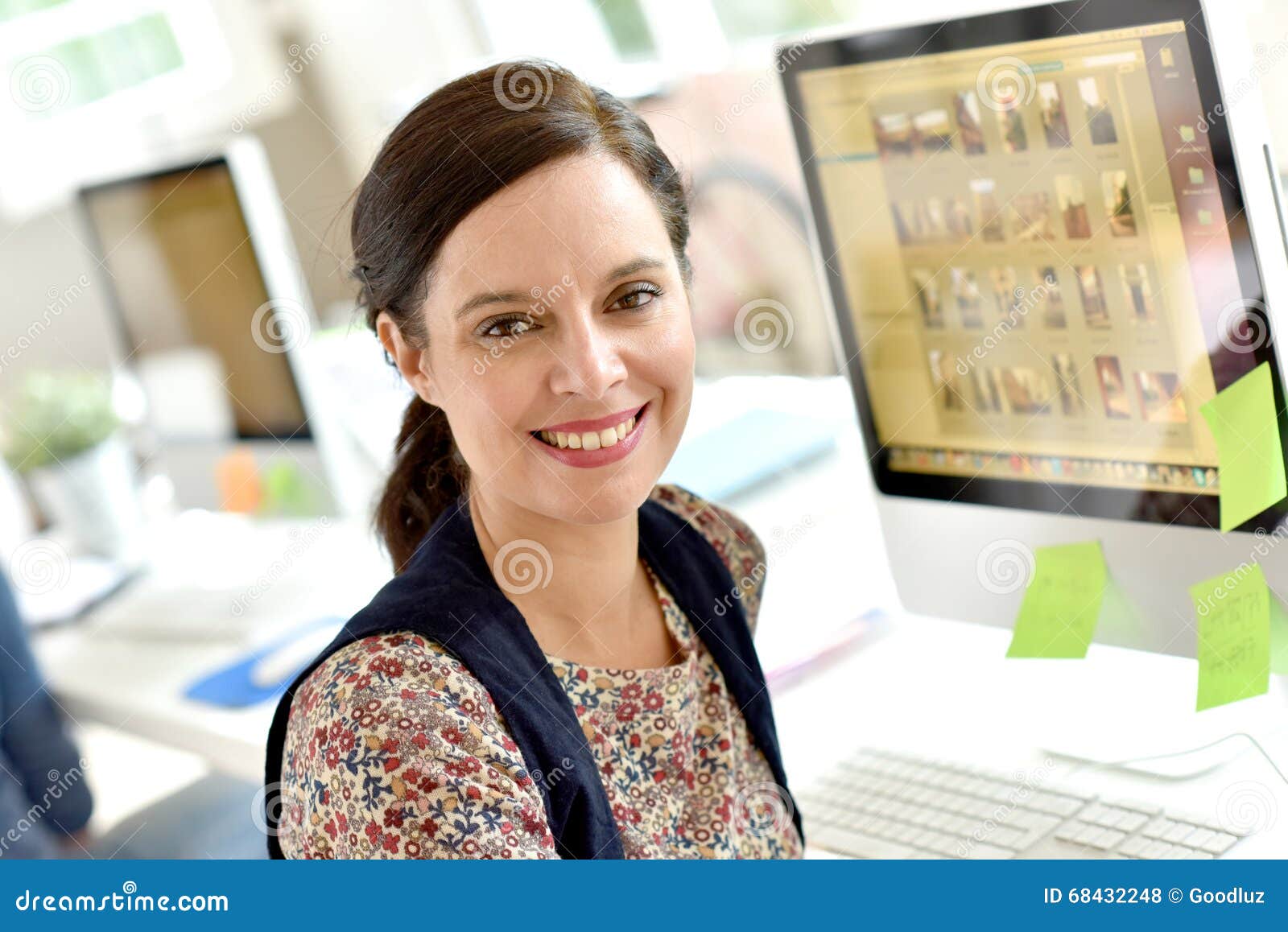 Smiling office-worker stock photo. Image of portrait - 68432248