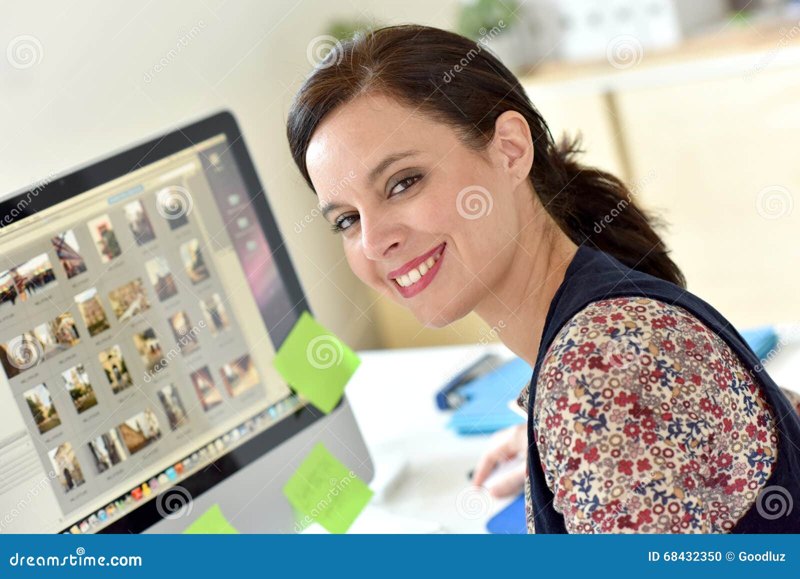 Smiling office-worker stock photo. Image of portrait - 68432350