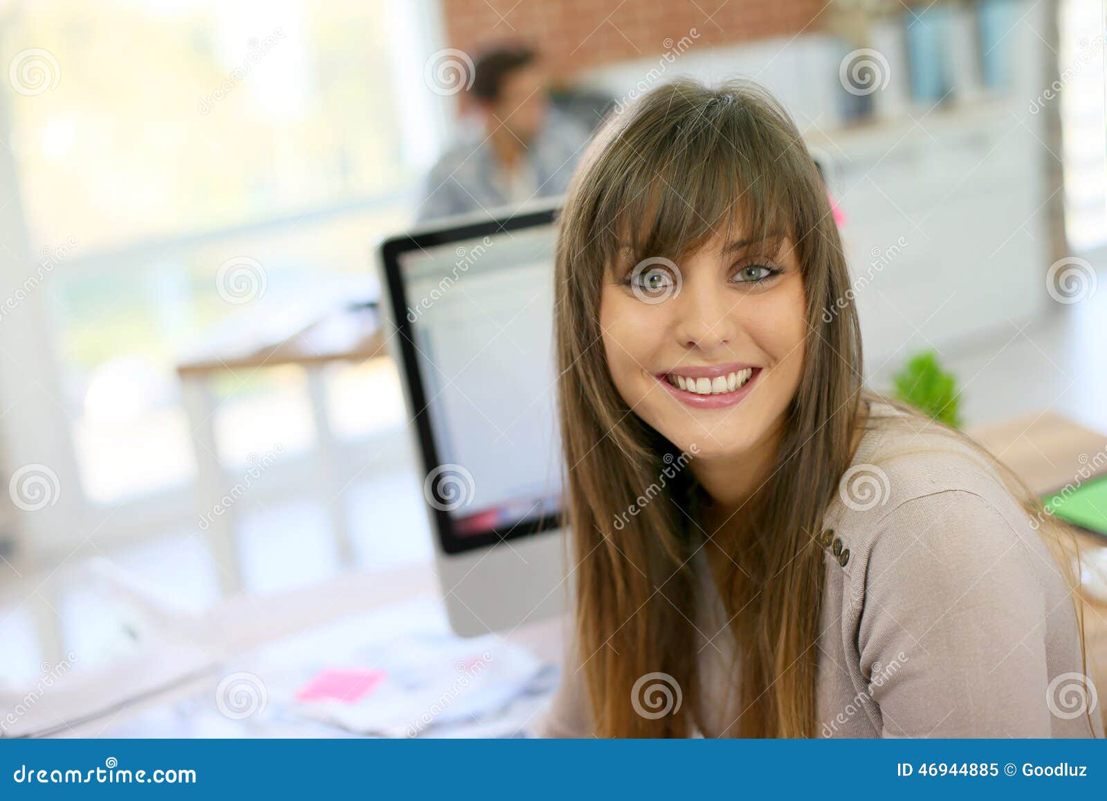 Smiling office worker stock image. Image of office, young - 46944885