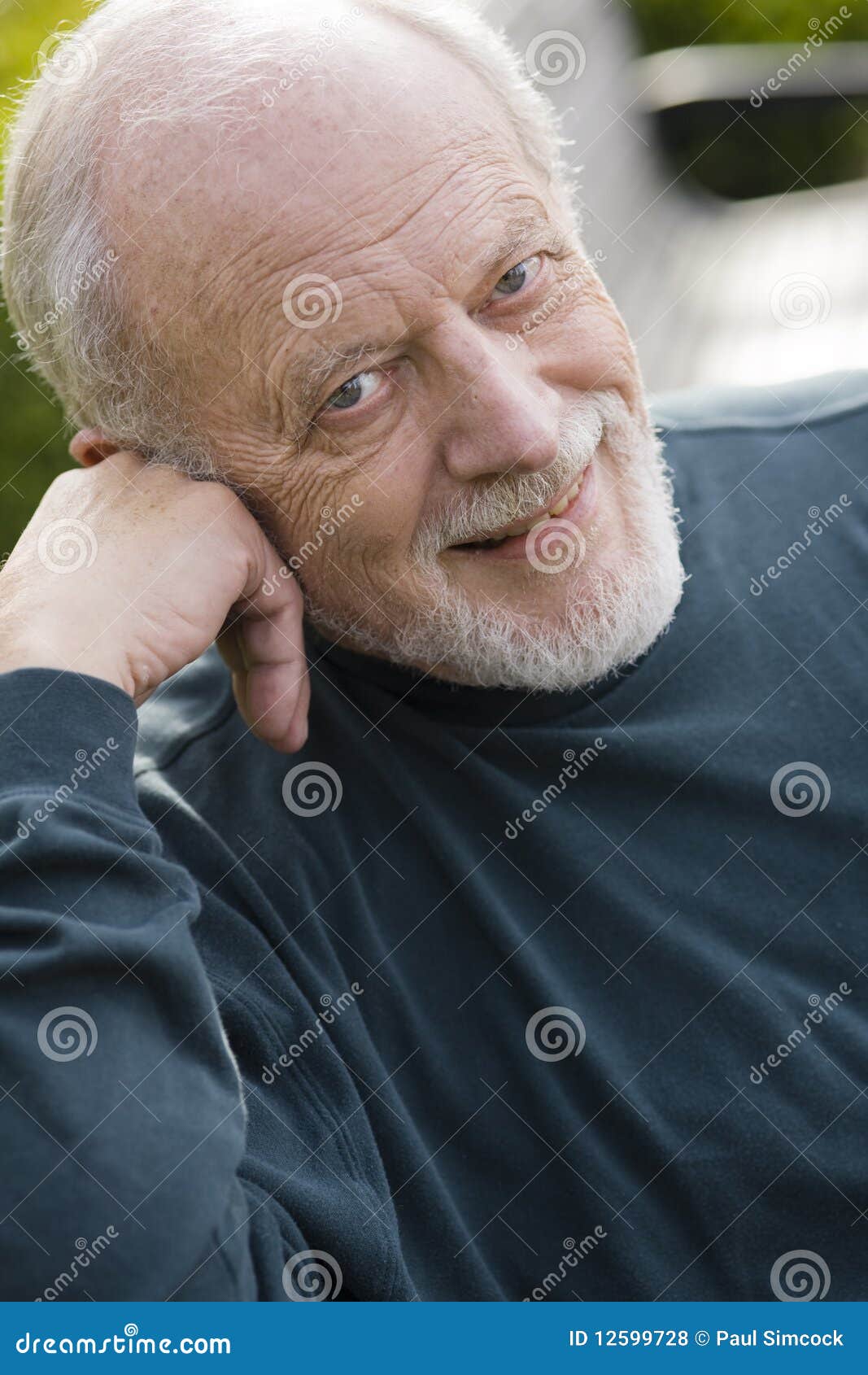 Smiling Old Man stock photo. Image of outside, beard - 12599728