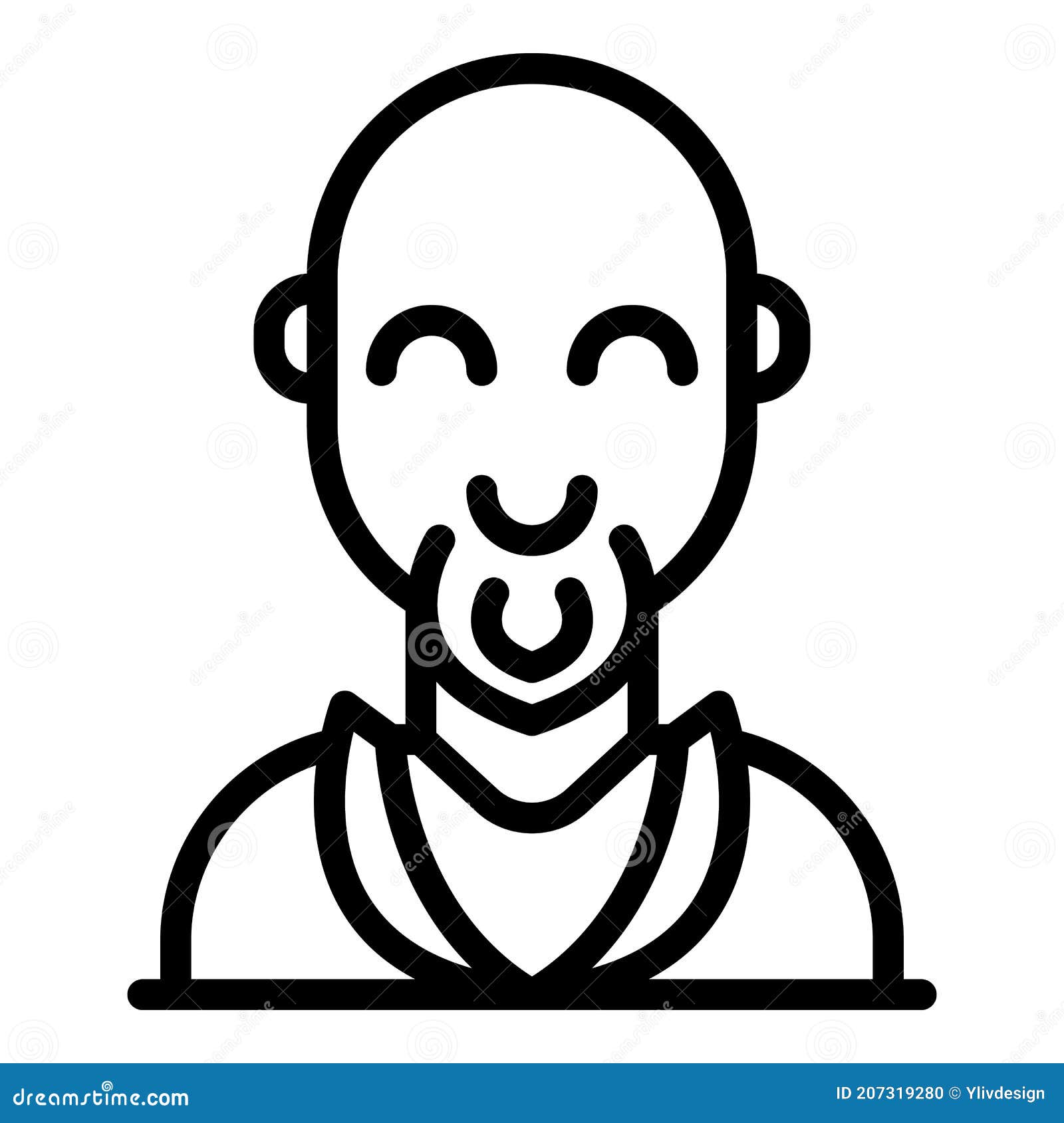 Smiling Old Man Icon, Outline Style Stock Illustration - Illustration ...