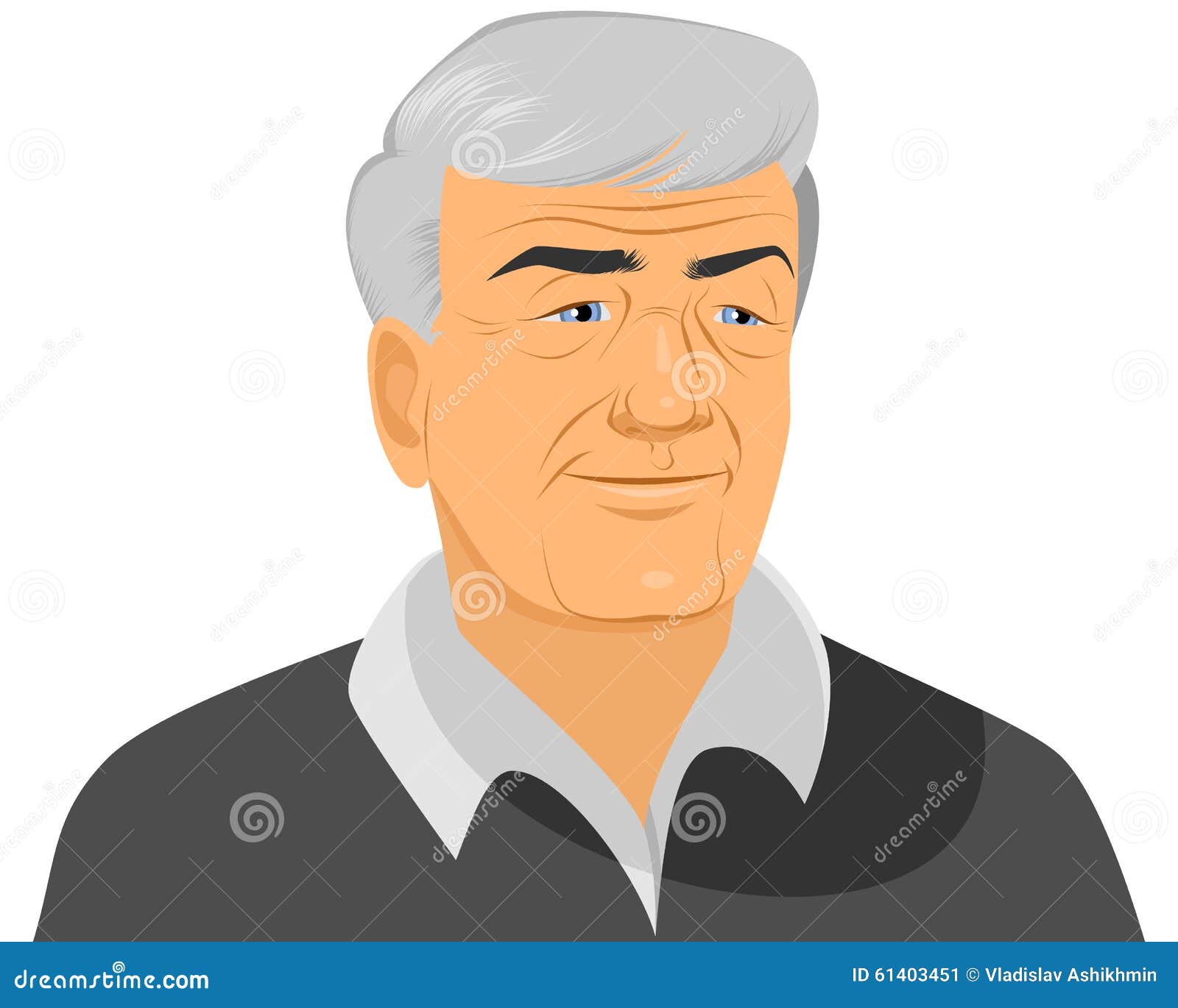 Smiling old man stock vector. Illustration of gray, portrait - 61403451