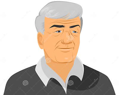 Smiling old man stock vector. Illustration of gray, portrait - 61403451