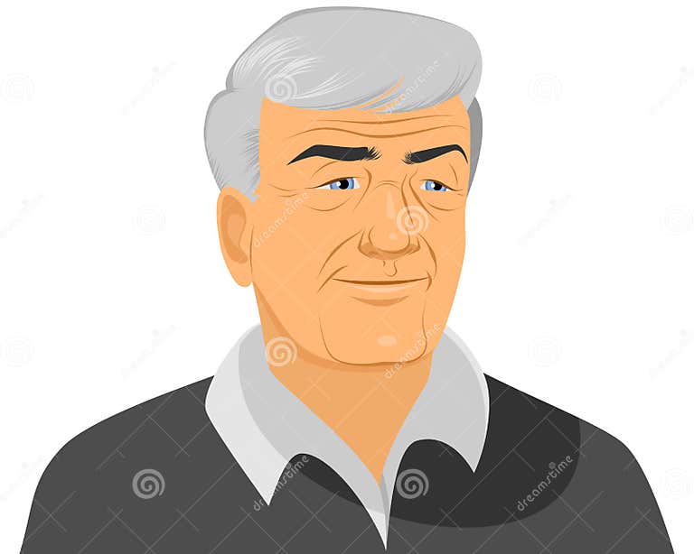 Smiling old man stock vector. Illustration of gray, portrait - 61403451