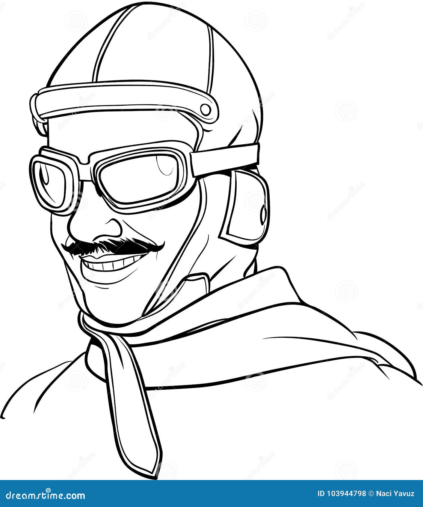 Early Flight Pilot Illustration, Line Art Vector Stock Vector ...