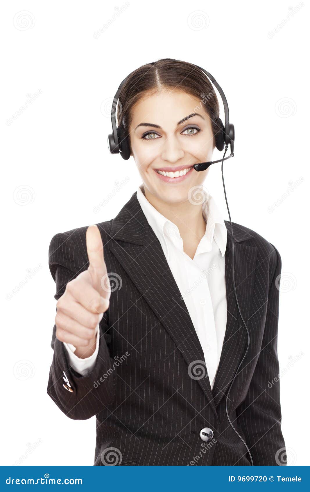Smiling Operator Showing a Success Sign Stock Photo - Image of positive ...