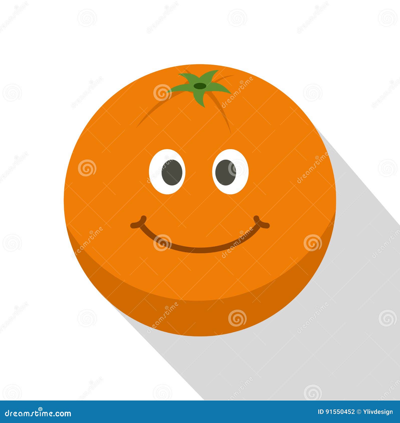 Smiling Orange Fruit Icon, Flat Style Stock Vector - Illustration of ...