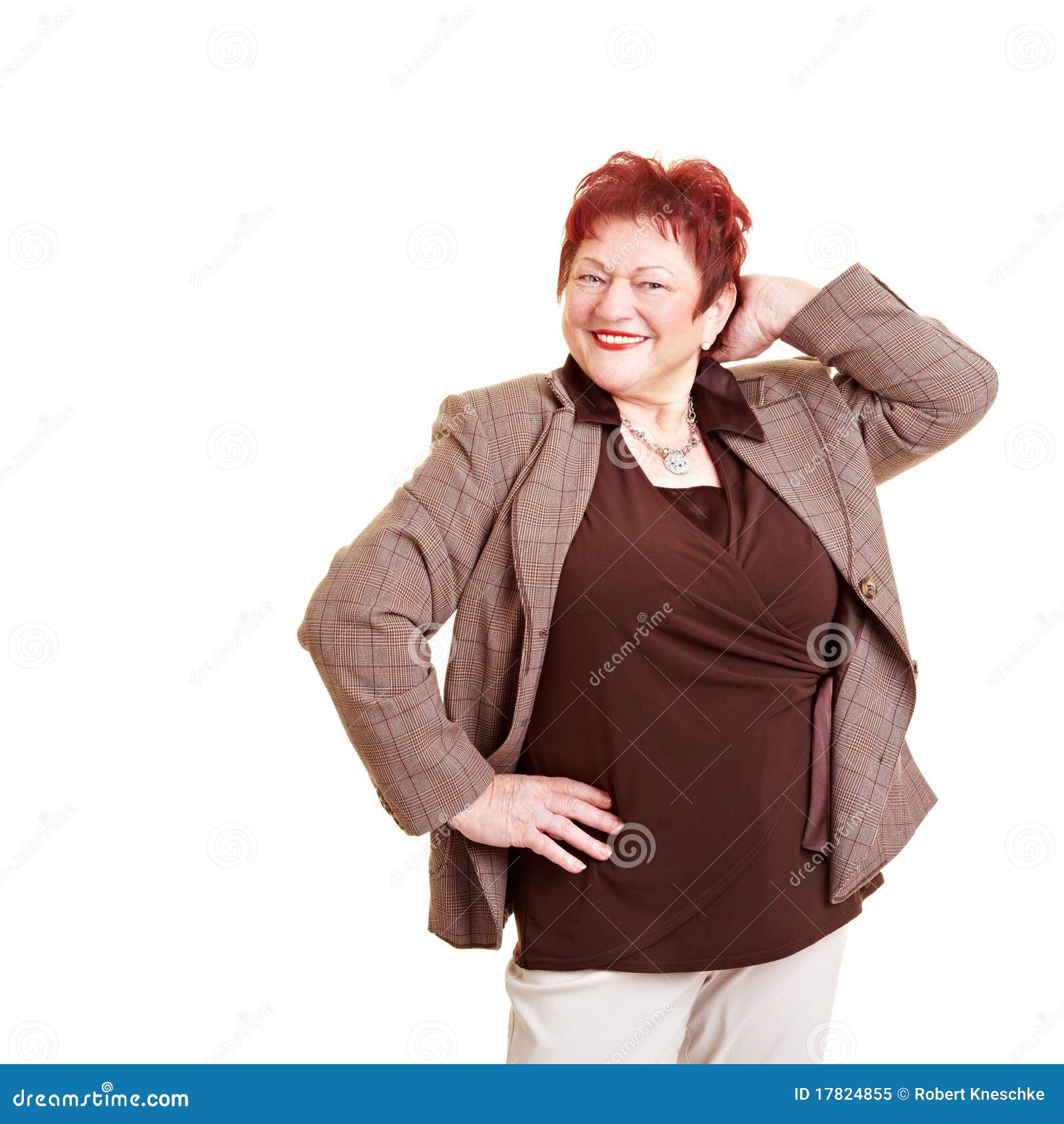 Smiling Overweight Senior Woman Stock Image - Image of overweight ...