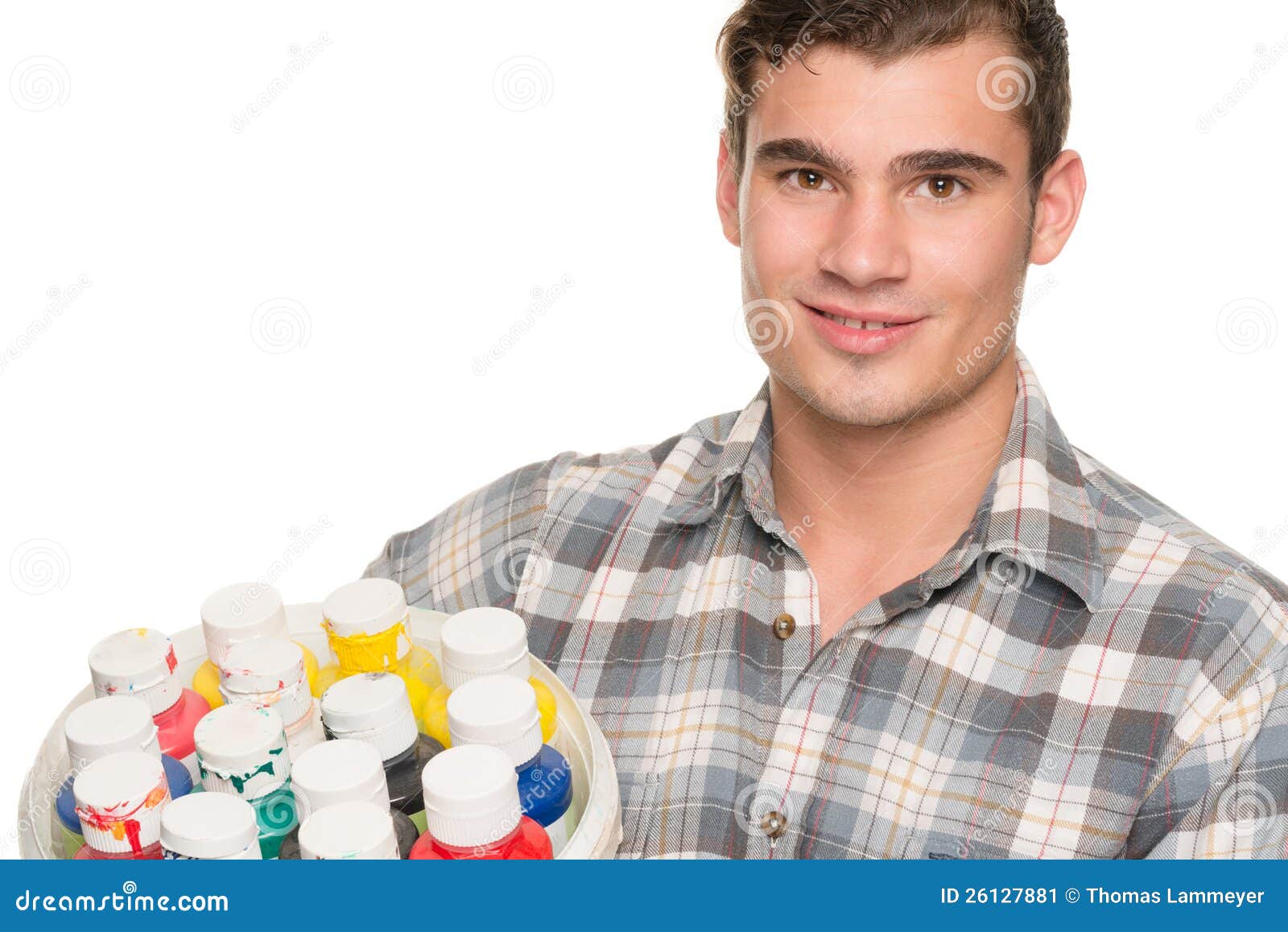 Smiling painter stock image. Image of white, background - 26127881