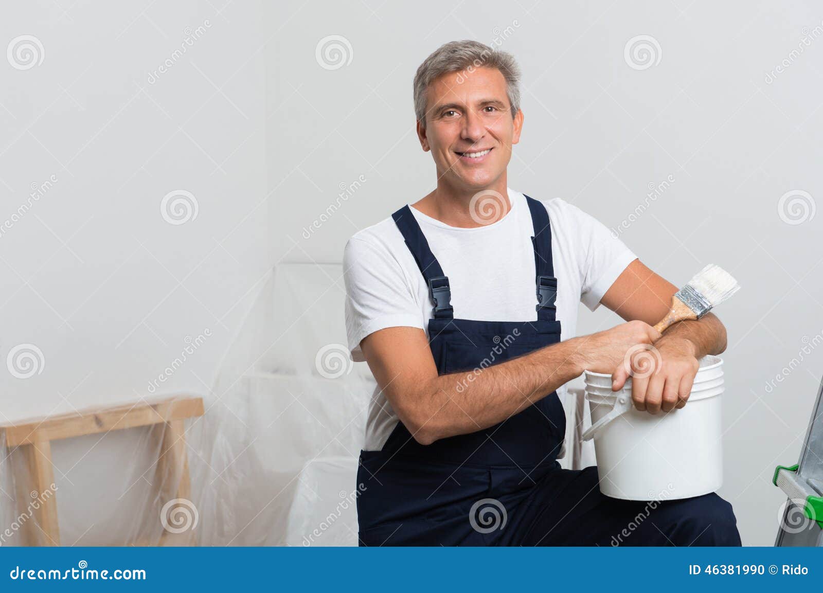 Smiling Painter stock photo. Image of overhaul, painted - 46381990