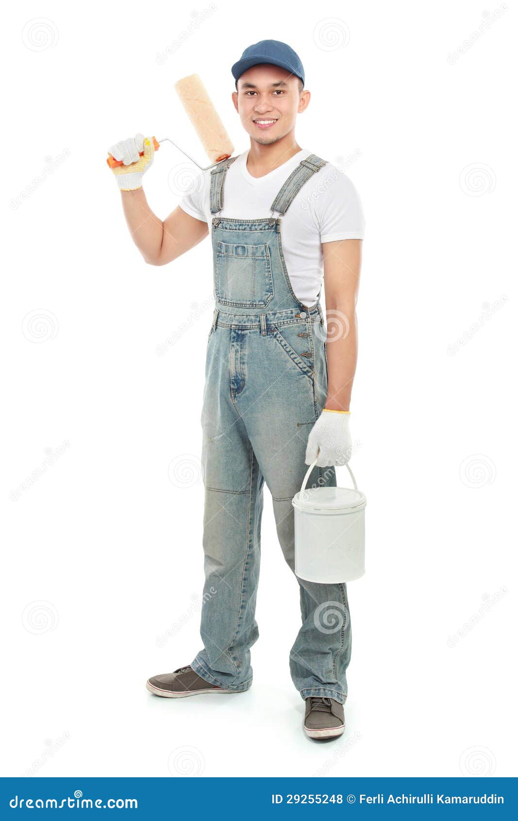 Smiling Painter Ready To Work Stock Photo - Image of bucket, mechanic ...