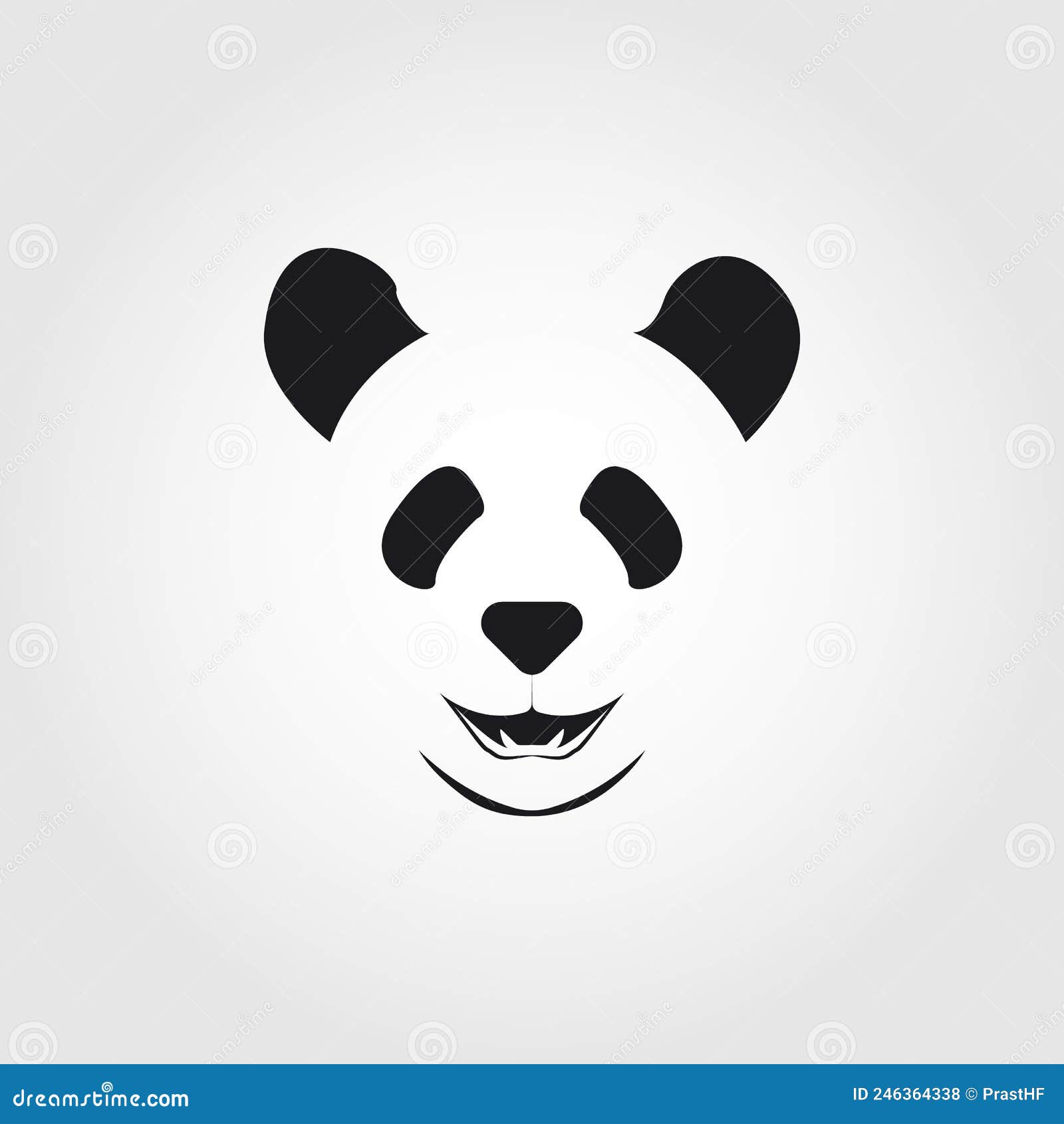 Smiling Panda Emoticon With Scared Eyes And Open Mouth Stock ...