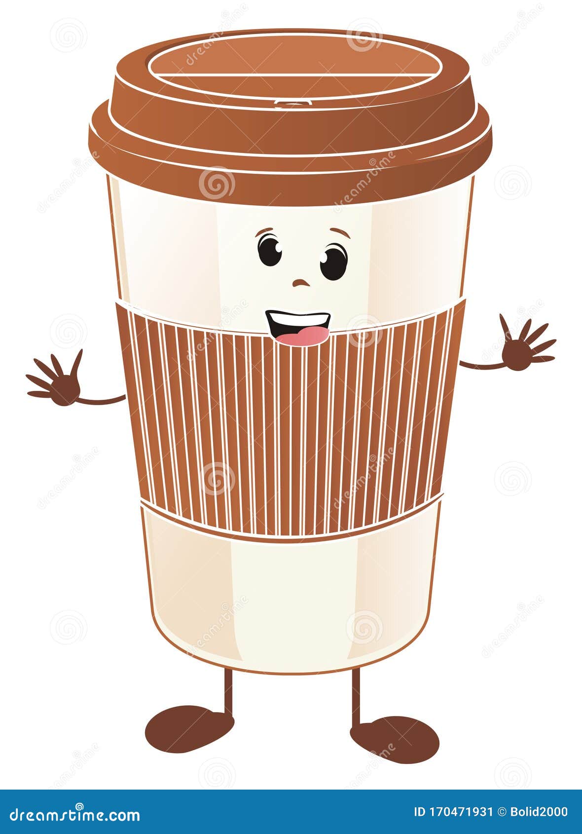Funny paper cup stock illustration. Illustration of espresso - 170471931