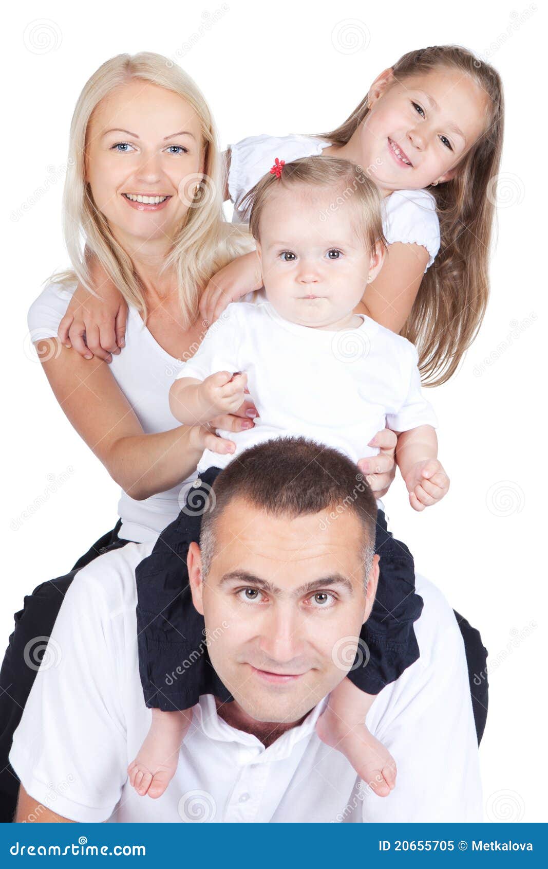 Smiling Parents with Children on White Background Stock Image - Image ...