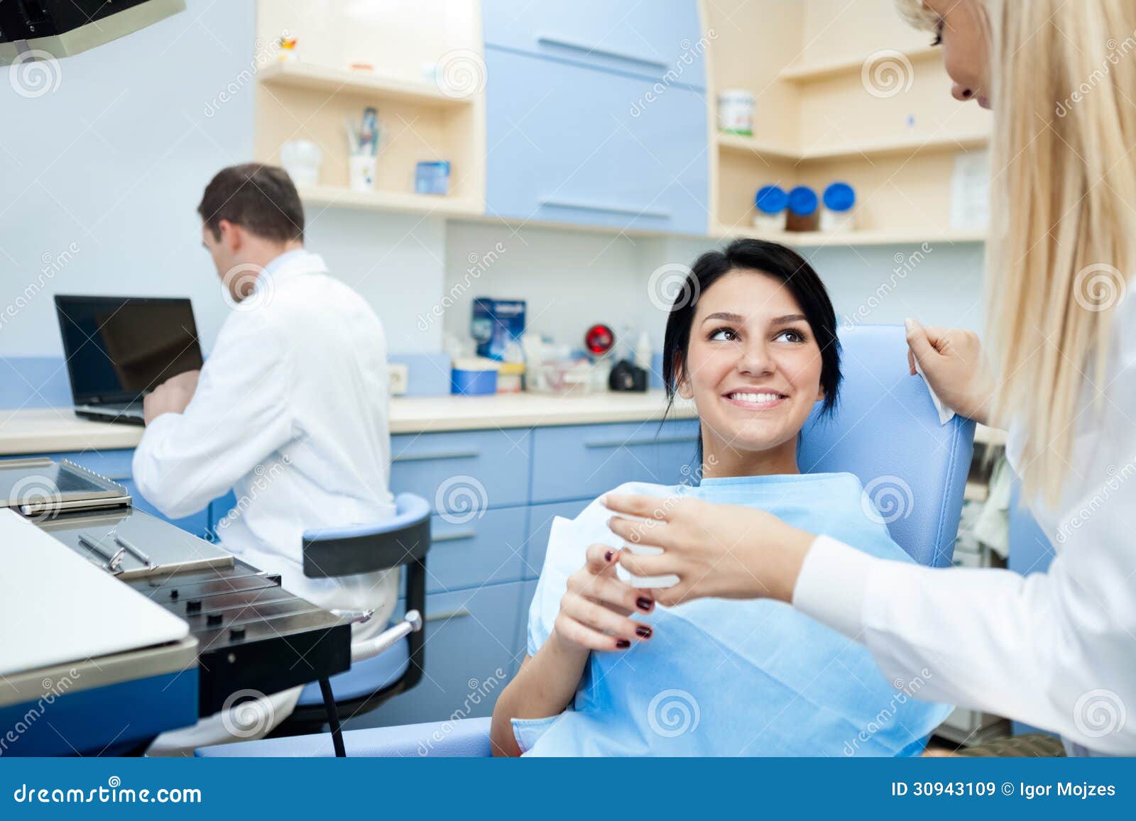 Smiling Patient at the Dentist Stock Image - Image of care, help: 30943109