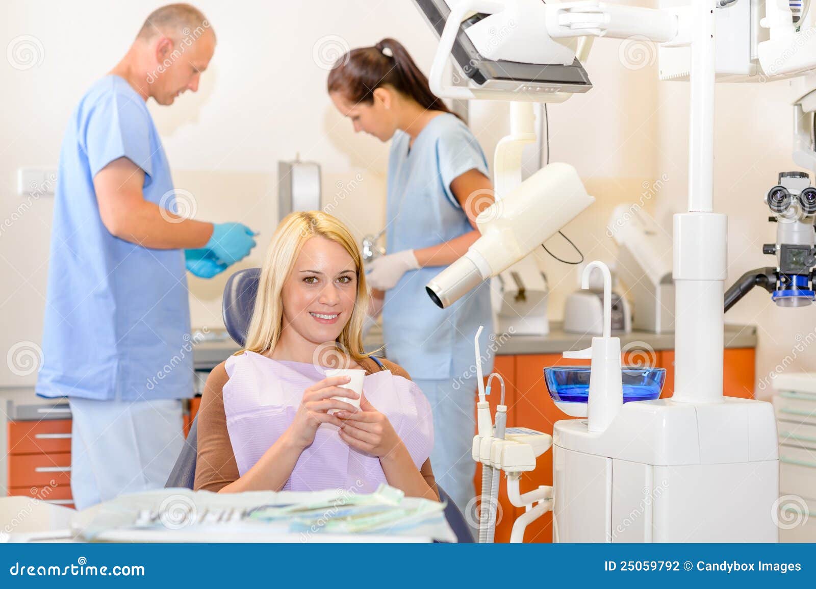 Smiling Patient at Dentist Surgery Stock Photo - Image of patient ...