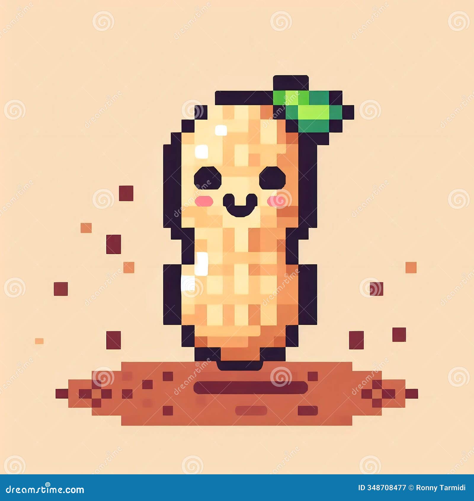Smiling Peanut Character,pixel Art Stock Illustration - Illustration of ...