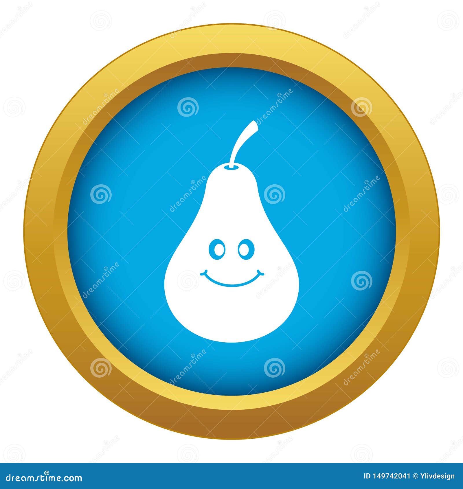 Smiling Pear Icon Blue Vector Isolated Stock Vector - Illustration of ...
