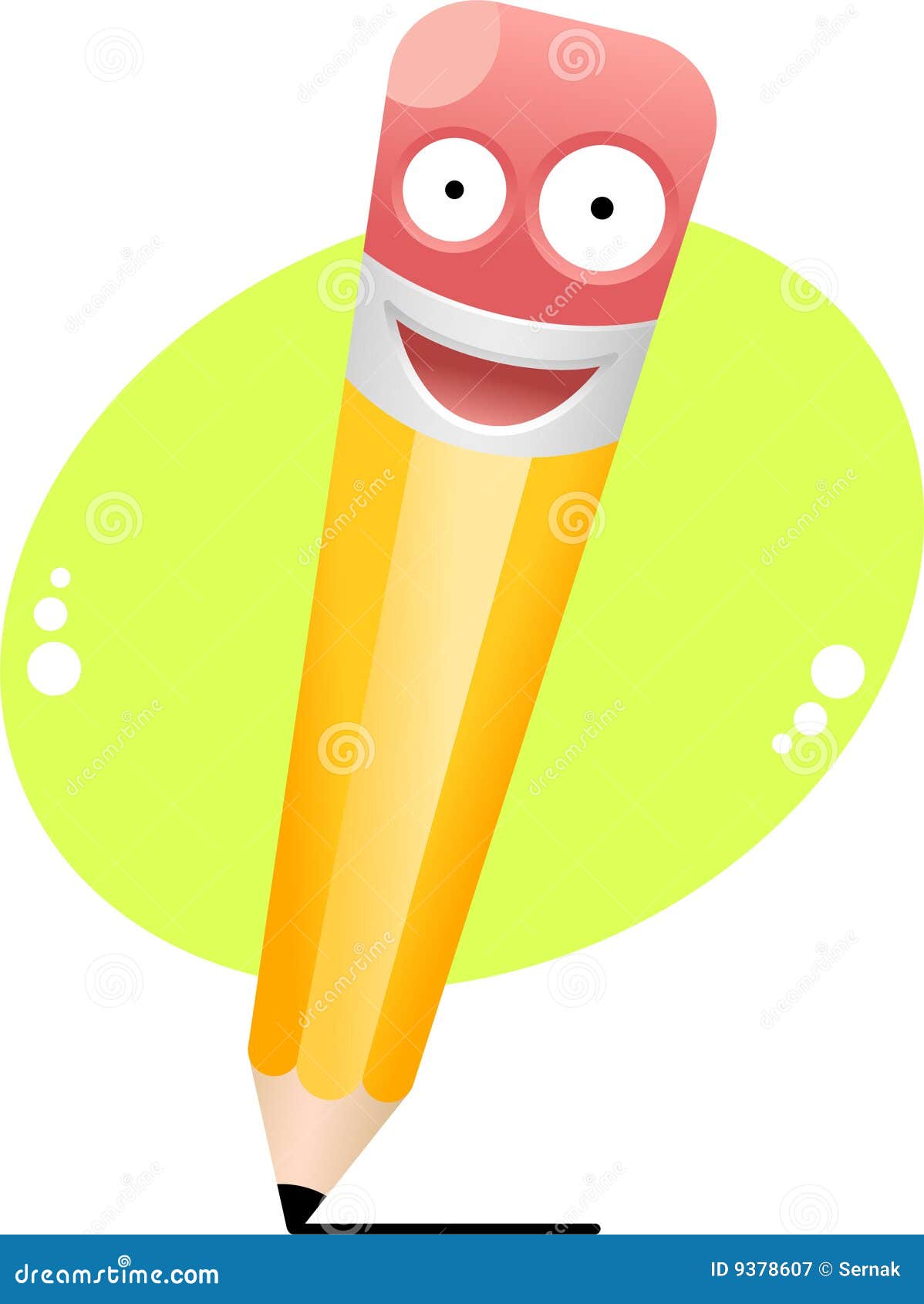 Smiling pencil character stock vector. Illustration of character - 9378607