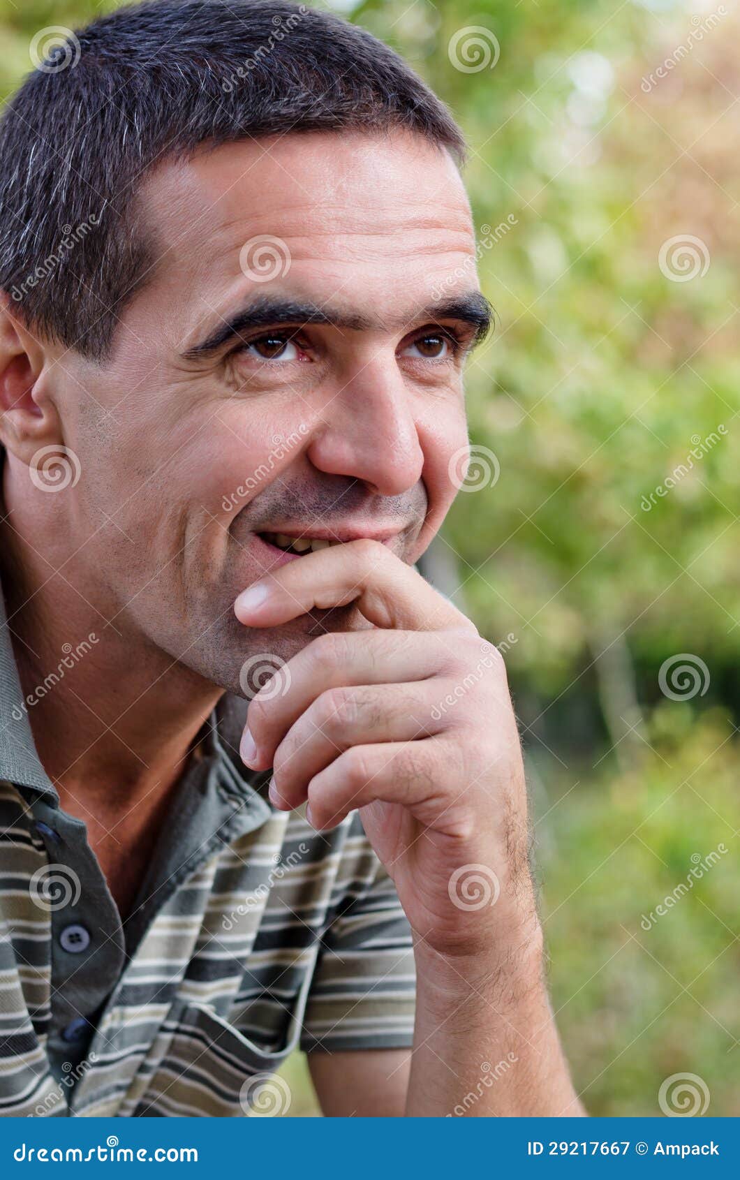 Smiling pensive man stock image. Image of leafy, caucasian - 29217667