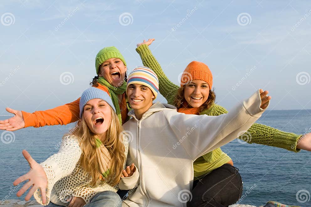 Smiling people stock photo. Image of outdoors, raised - 1454108