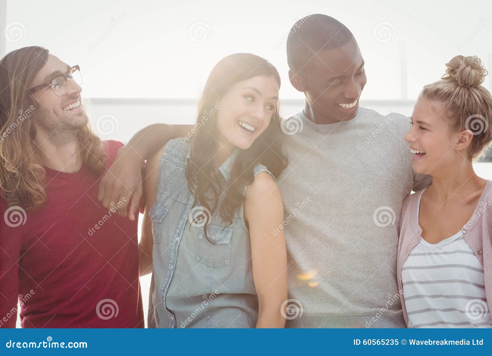 Smiling People with Arms Around Stock Image - Image of happiness, arms ...