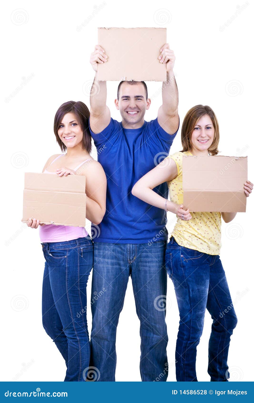 Smiling People with Blank Papers Stock Photo - Image of background ...