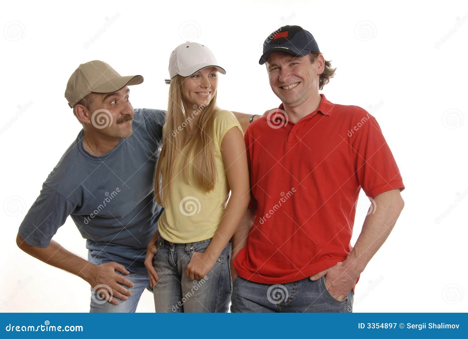 Smiling people in caps stock image. Image of fashion, people - 3354897